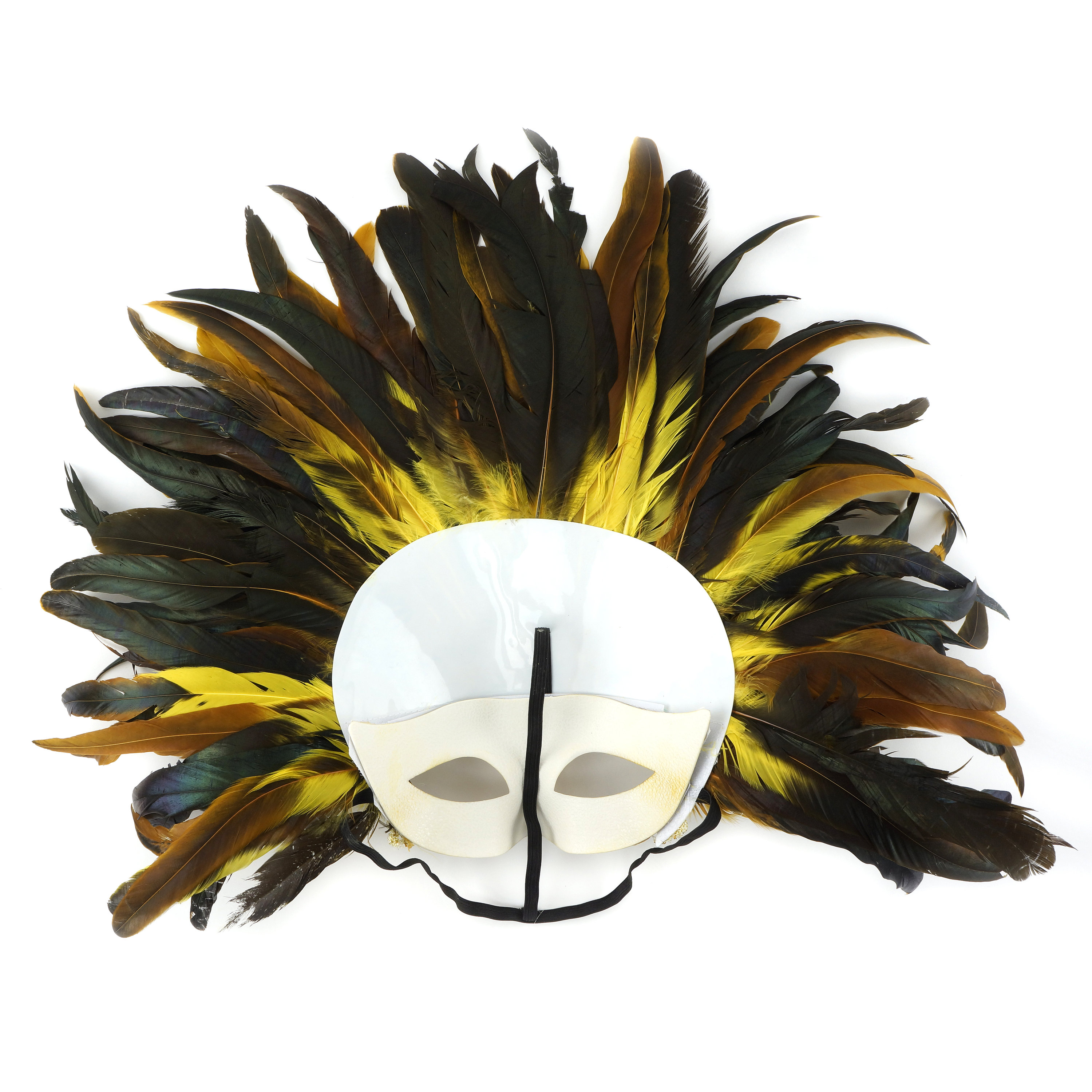 YELLOW Feather Headdress With Gold Removable Masquerade Mask - Etsy