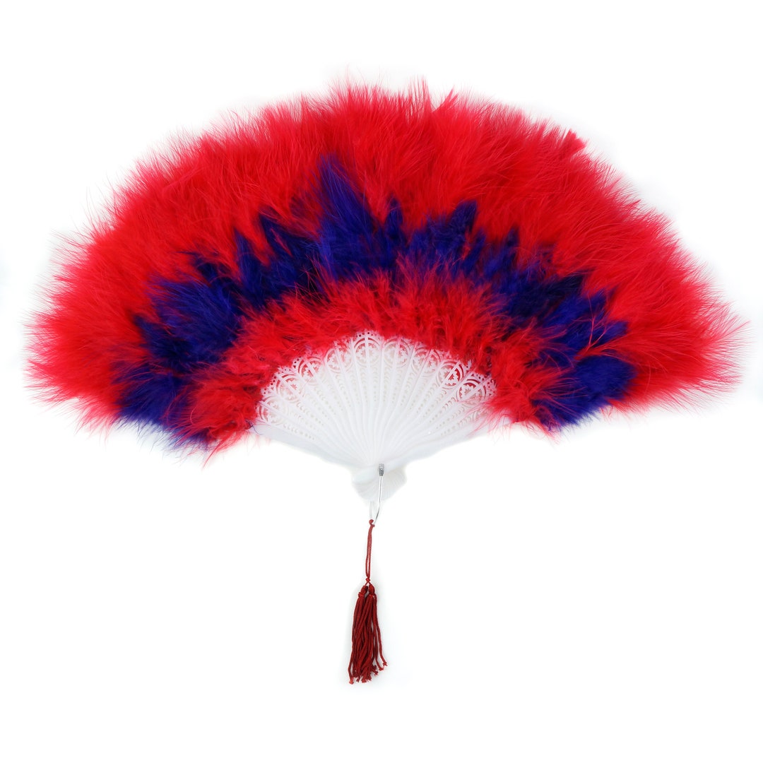 Red and Regal Marabou Feather Fans, Small Feather Fan, Cheap Feather ...