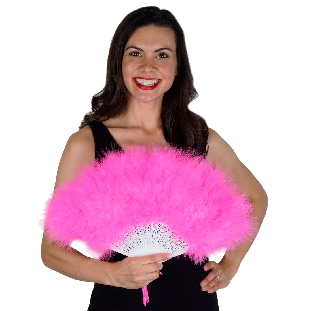 Pink Orient Feather Fan, Small Marabou Feather Fan, Cheap Feather Fan ...