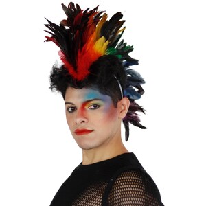 Rainbow Feather Mohawk for Costume, Cosplay, Carnival, Rave Wear, Pride ...