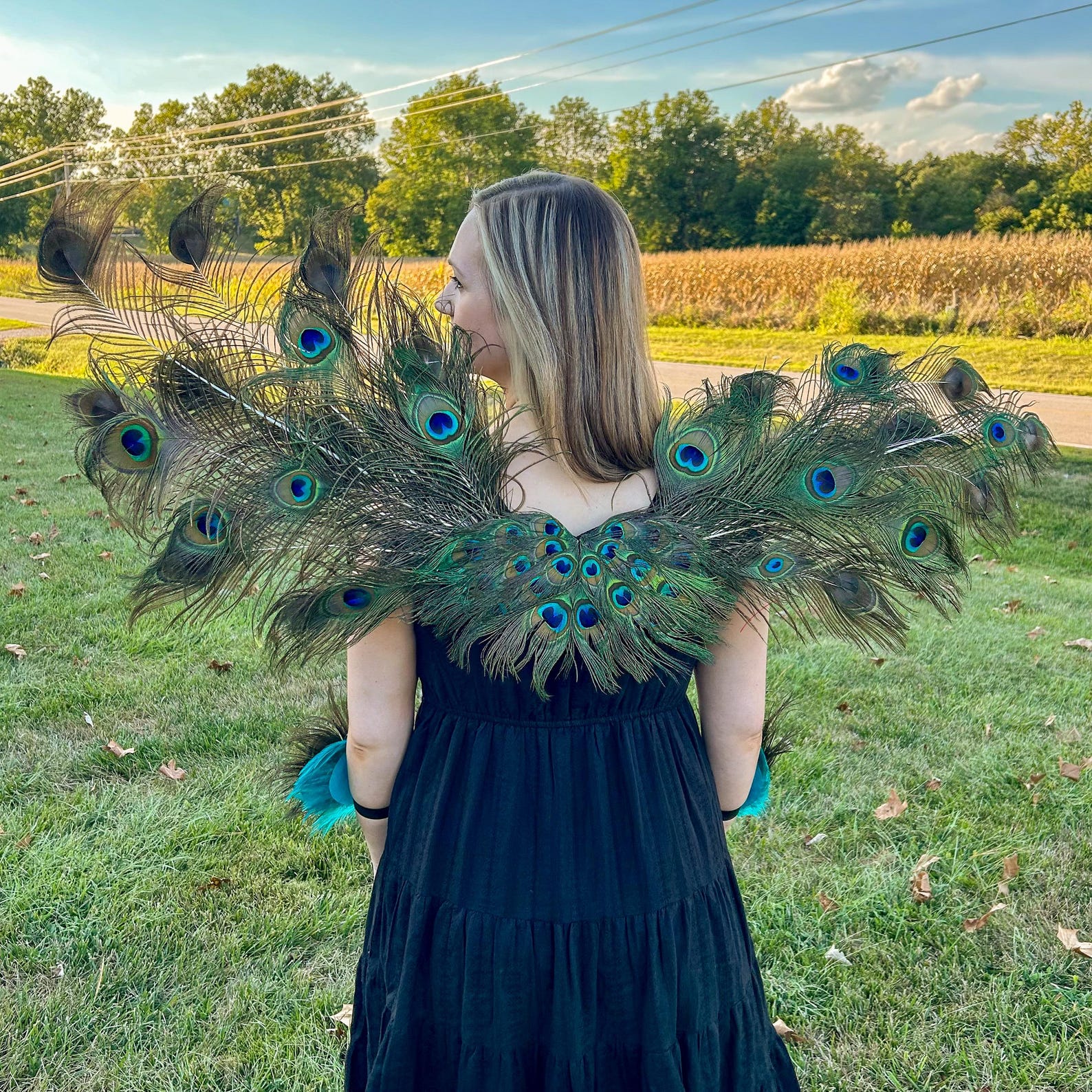 Emerald Peacock Fairy Angel Feather Costume Wings for Mommy and Me ...