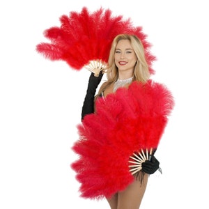 Ostrich Fan With Marabou, RED Burlesque Fan Dancing, Boudoir Photoshoot ...