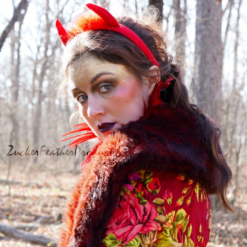 Red Devil Horns With Marabou Feather Details Red Felt Devil - Etsy