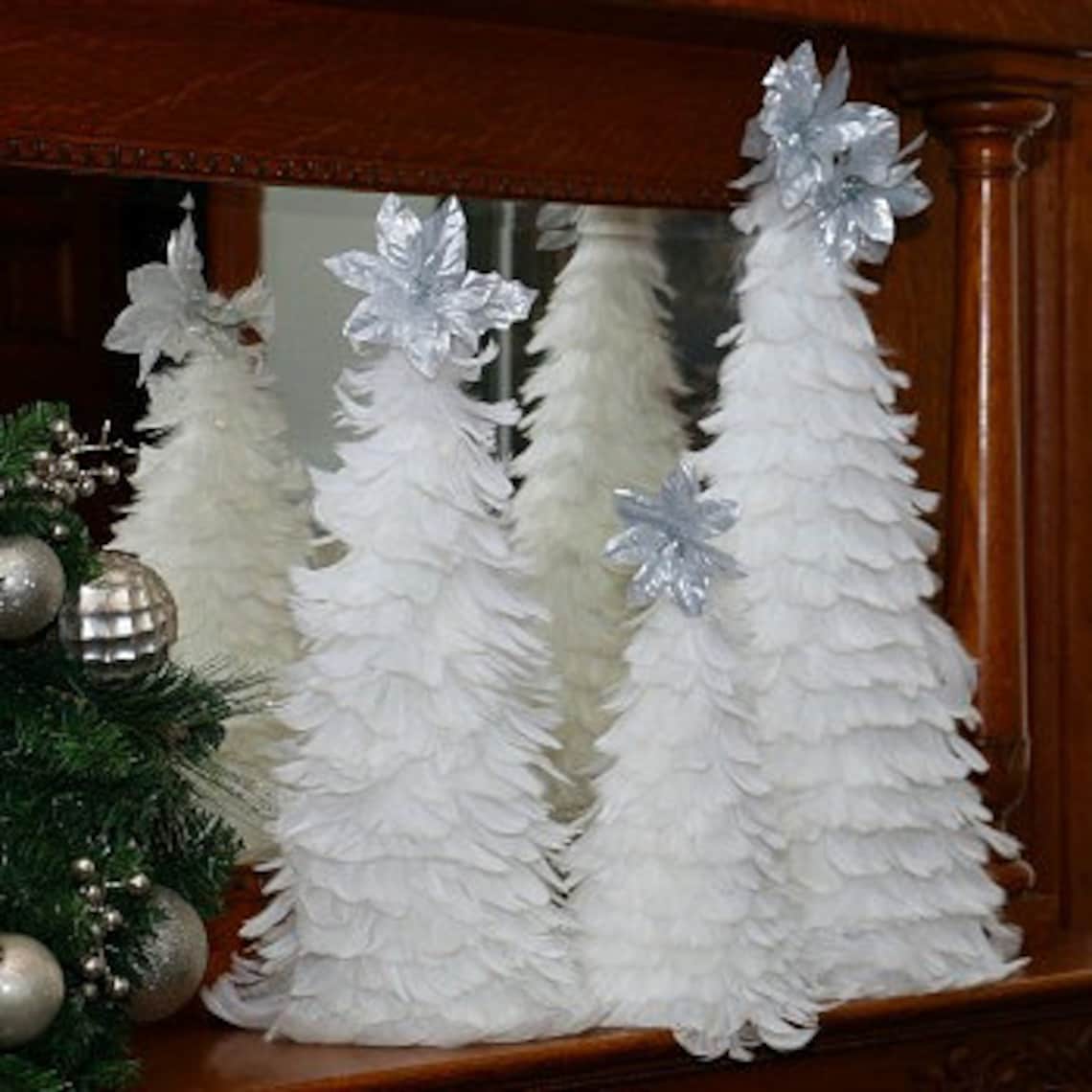 18 Decorative White Christmas Tree White Feather Trees - Etsy