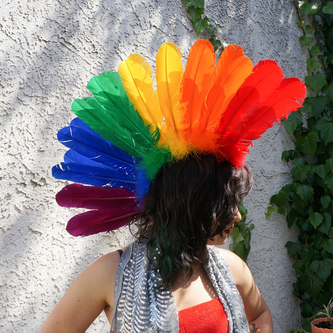 Rainbow Quills Feather Mohawk - Pride,festival, Unicorn Costume LGBTQ ...