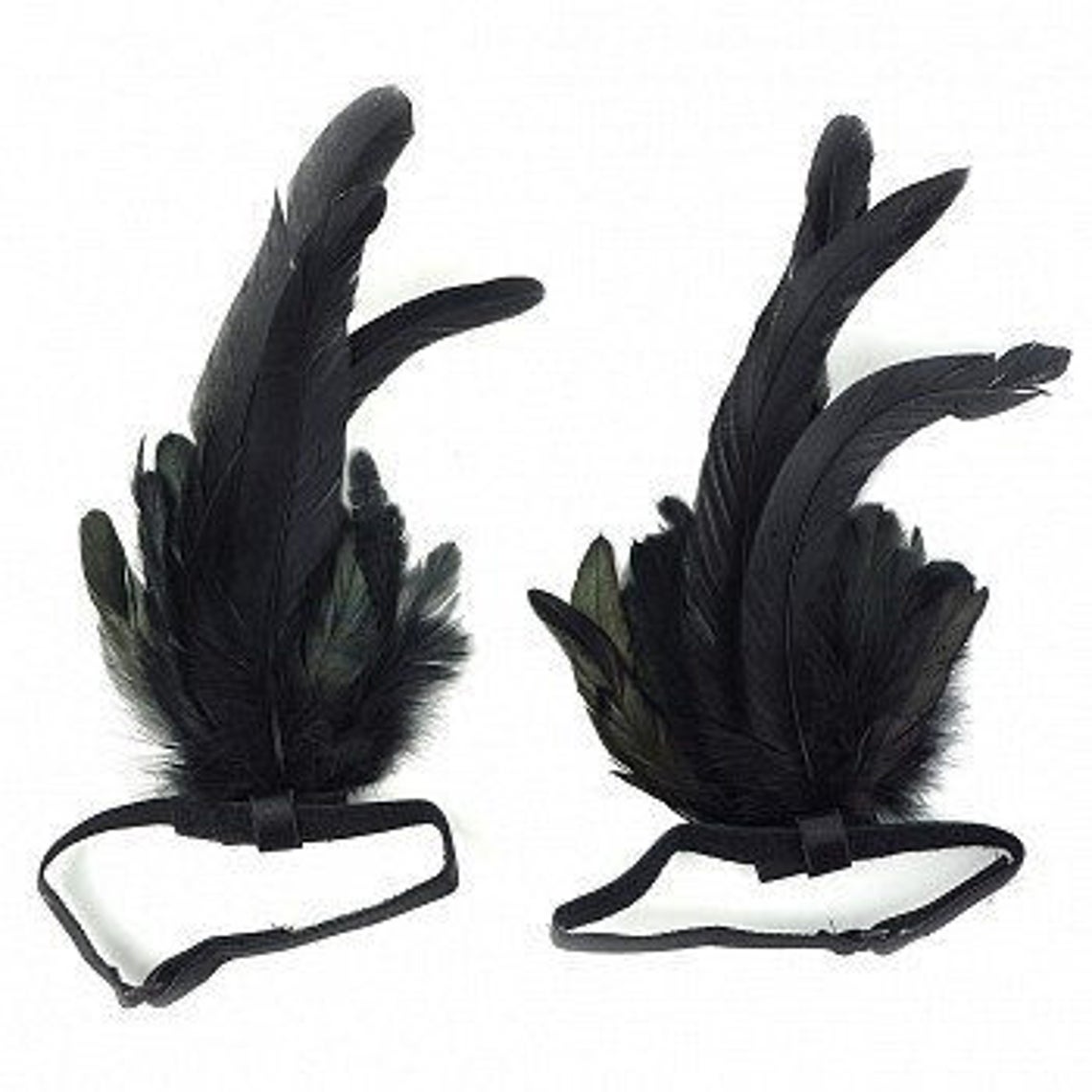 BLACK Feather Flair Cuffs Costume Feather Wrist Cuffs Ankle - Etsy