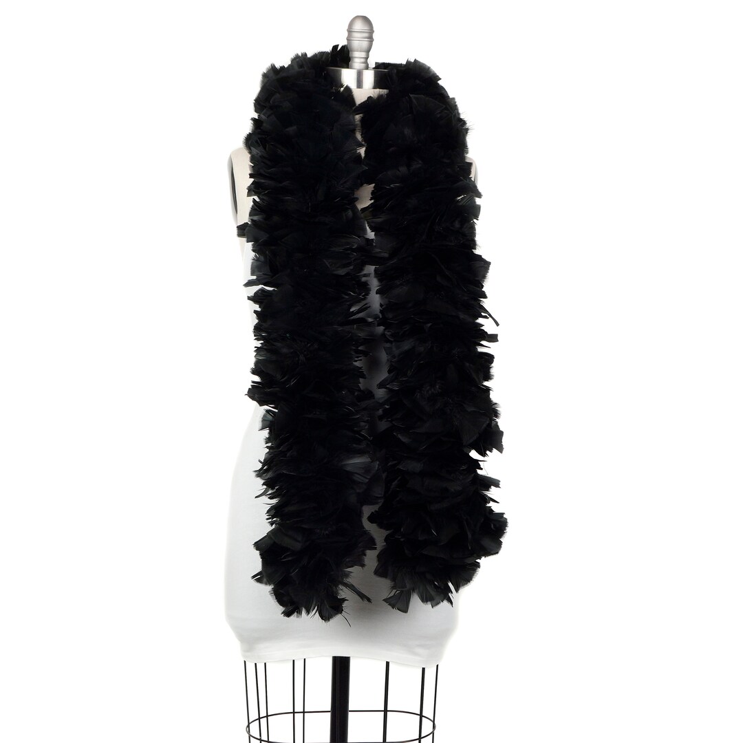 BLACK Turkey Feather Boa - Large Economy Feather Boa for Carnival ...