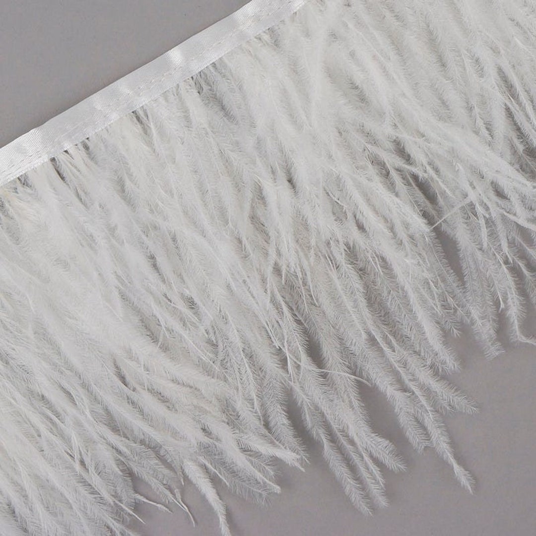 White 2PLY Ostrich Feather Fringe 2 Yard Bolt - for Bridal, Carnival ...