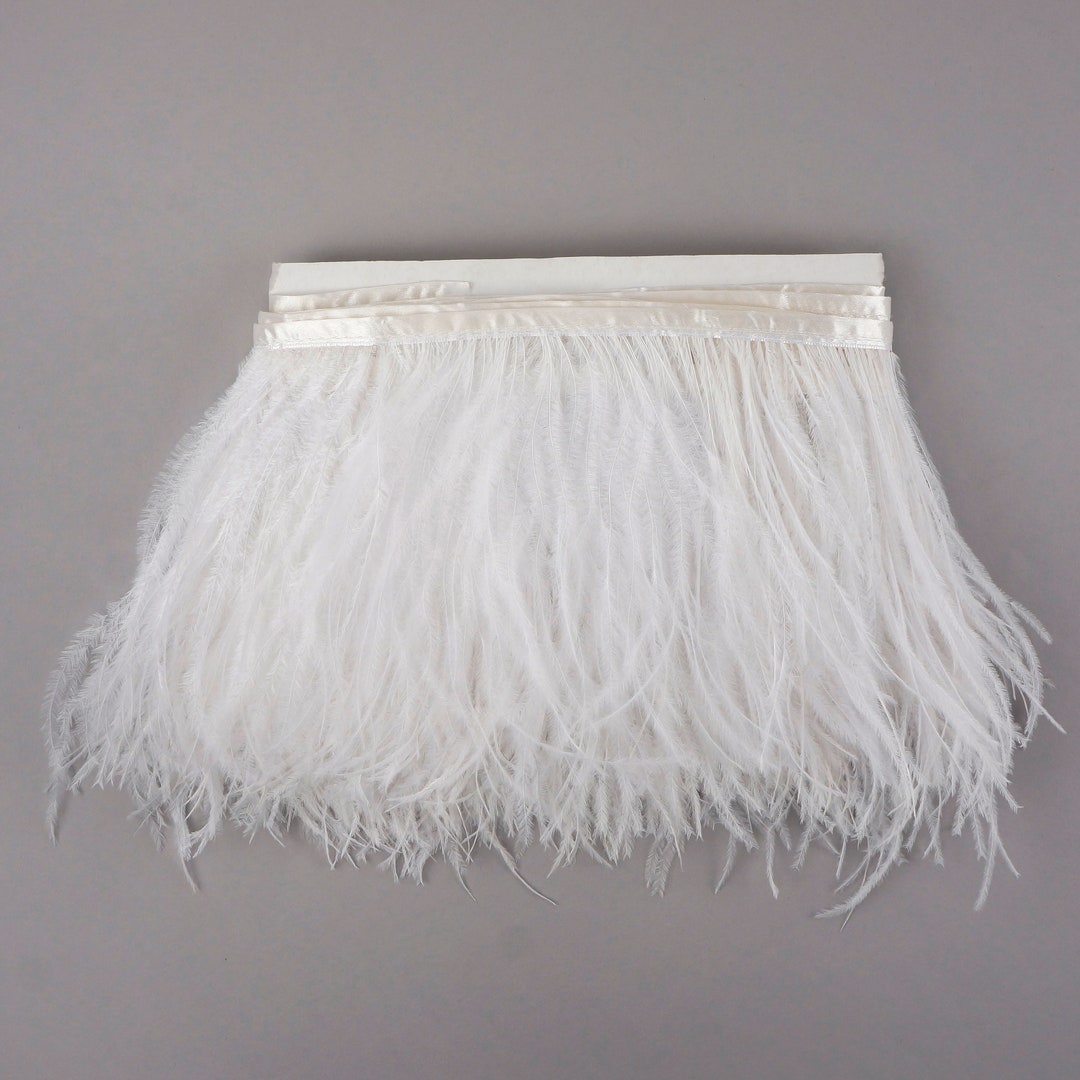 WHITE Bulk 5 YARD Ostrich Feather Fringe - for Bridal, Carnival Costume ...