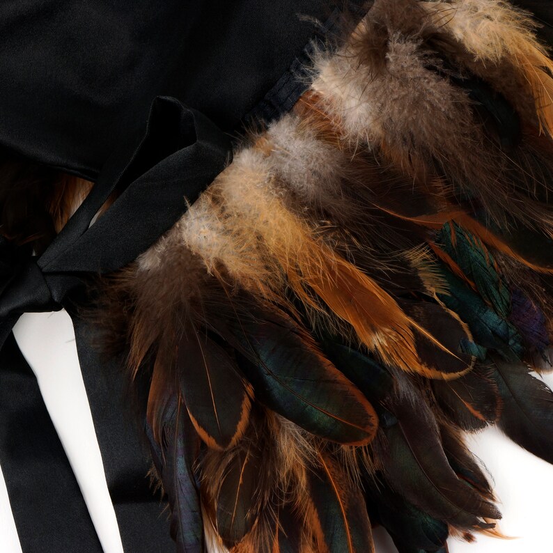 Feather Cape Collar With Satin Ribbon Ties NATURAL Feathers | Etsy