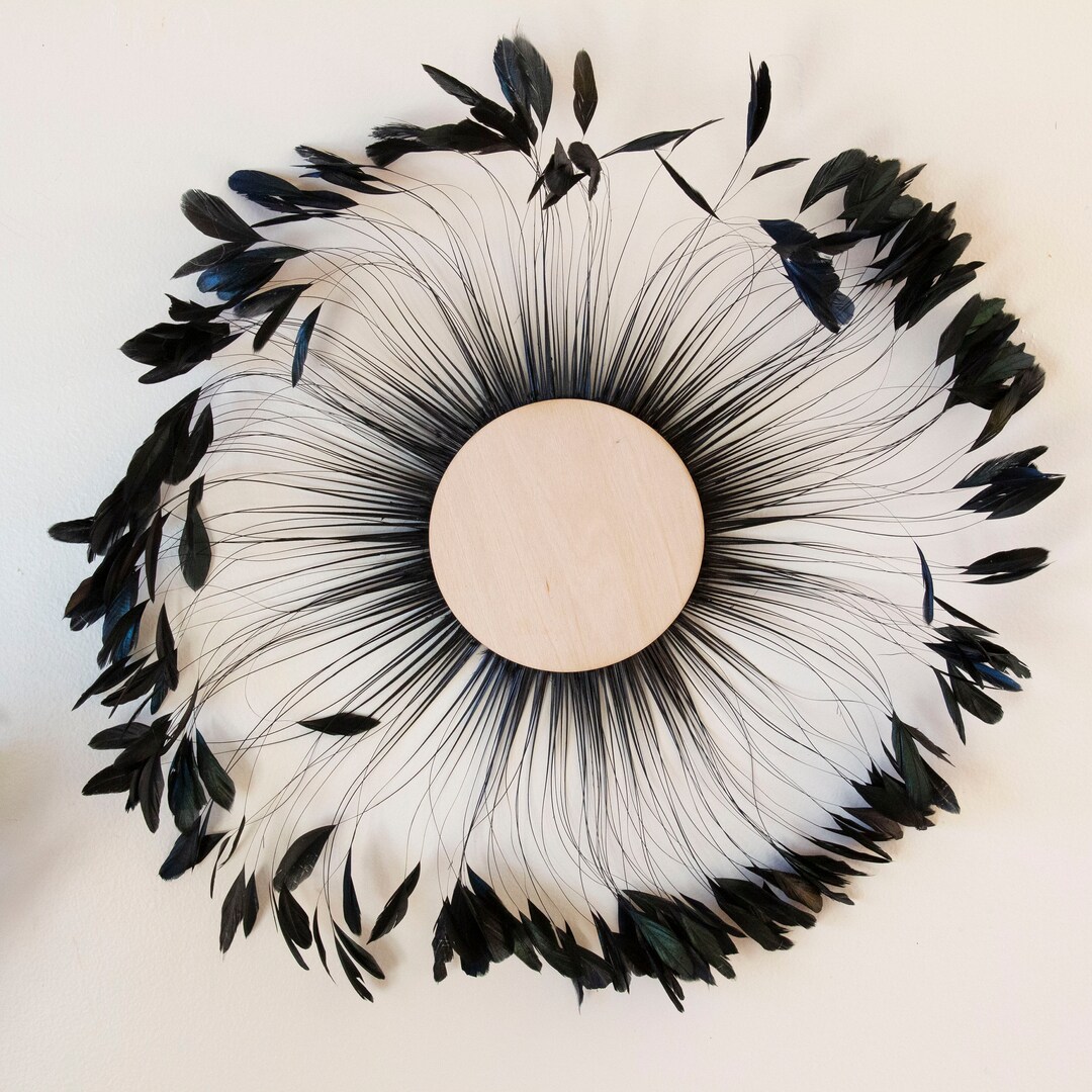 Unique Decorative Feather Wall Art, Feather Art, BLACK Stripped Rooster ...