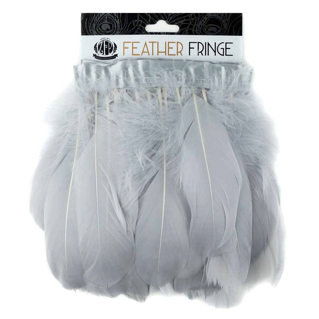 Grey Feather Fringe, 1 Yard Parried Goose Feather Fringe for DIY Art ...