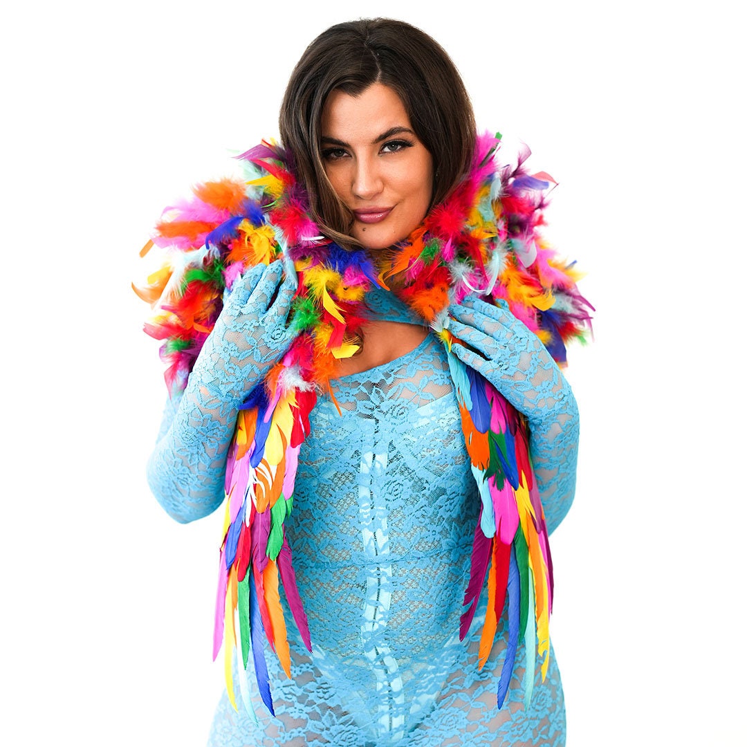 Rainbow Disco Over the Shoulder Feather Angel Wing, Feather Epaulette ...