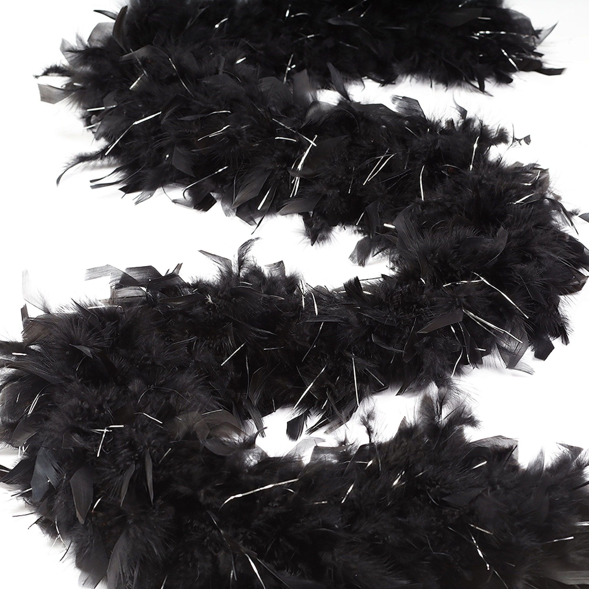 Chandelle Feather Boas Heavy Weight W/lurex BLACK/SILVER - Etsy