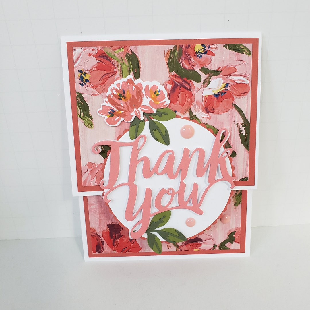 Thank You Card - Floral Thank You - Fancy Fold Thank You Card ...