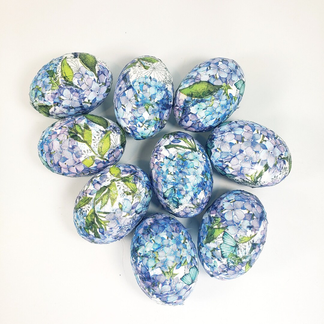 Decoupage Easter Eggs - Hydrangeas - Easter Eggs - Wooden Eggs - Easter Decor - Home Decor ...