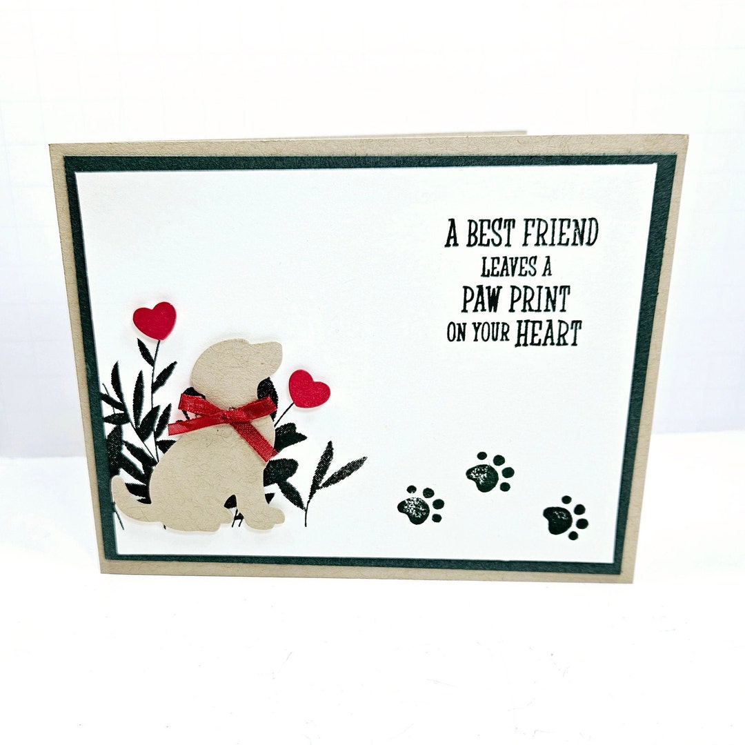 Sympathy Card - Dog Sympathy Card - Dog - Hearts - Paw Prints - Sorry ...