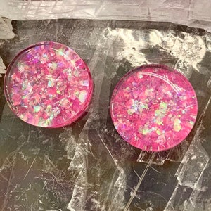 Up to 2" Cotton Candy Pink Pastel Glitter Extra Big Ear Plugs Gauges 2g ...