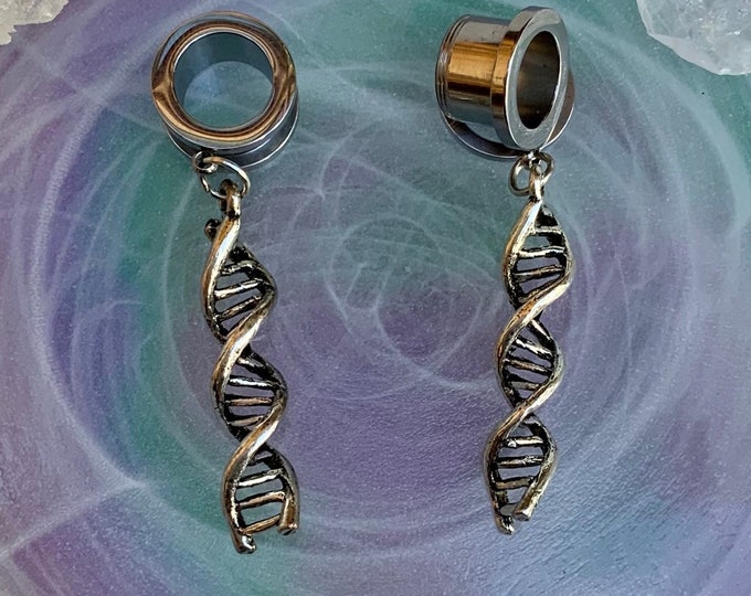 Double Helix DNA Silver Steel Ear Plugs Gauges Tunnels Science ...
