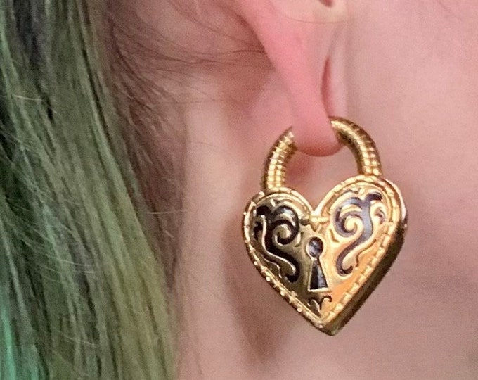 Eternally Locked Ear Weights Gold Steel Lover Padlock Hangers Pair ...