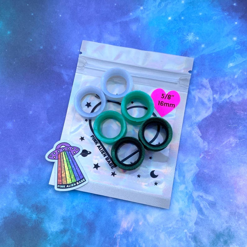3 Pairs! “cool Gem Pouch” Alien Skinz Silicone Tunnels Set Light Blue ...
