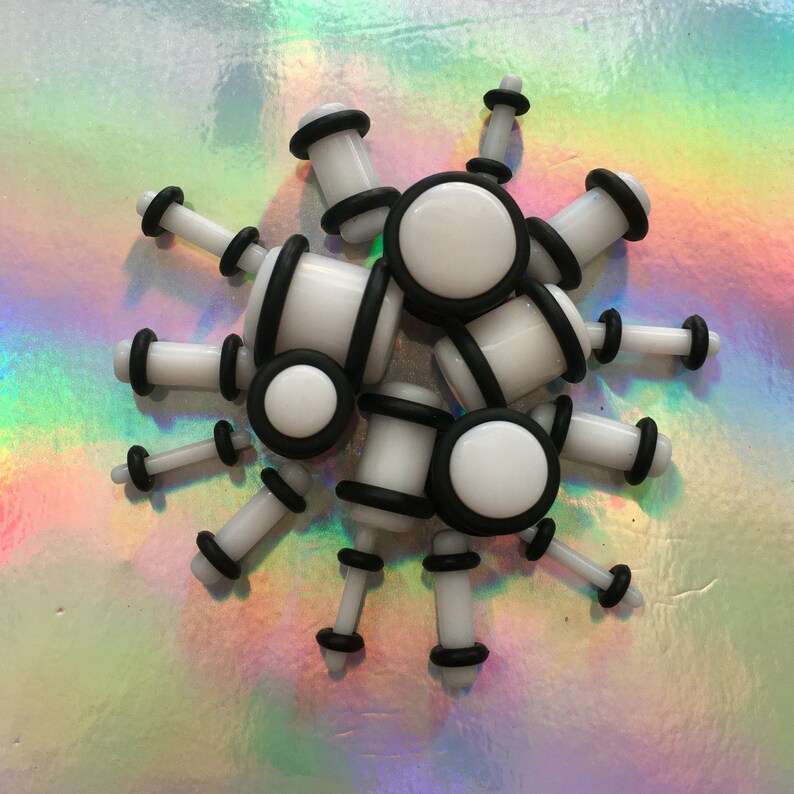 White Non-flare Acrylic Ear Plugs Stretchers Gauges Pair/kit | Etsy