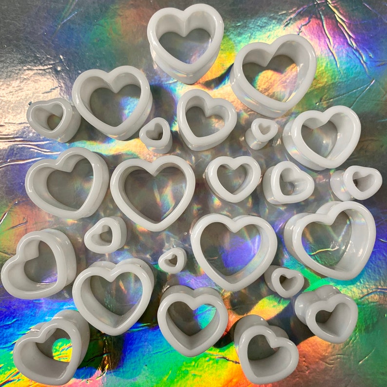 Day Love White Heart Shaped Ear Plugs Gauges Tunnels Hearts - Etsy