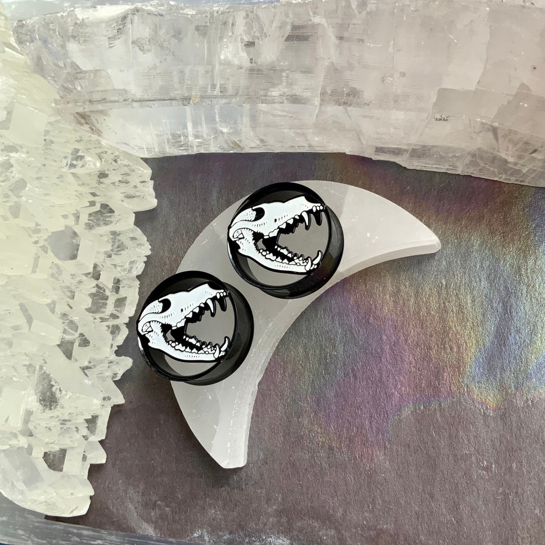Coyote Skull Black Steel Ear Plugs Gauges Tunnels Pair Animal Skulls ...