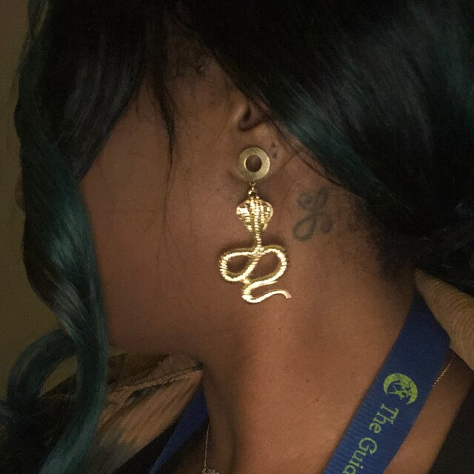 Cobra Spirit Dangles Gold Steel Ear Plugs Gauges Tunnels Snake Animal ...