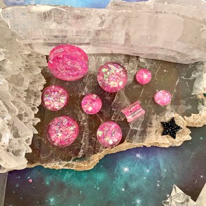 Up to 2" Cotton Candy Pink Pastel Glitter Extra Big Ear Plugs Gauges 2g ...