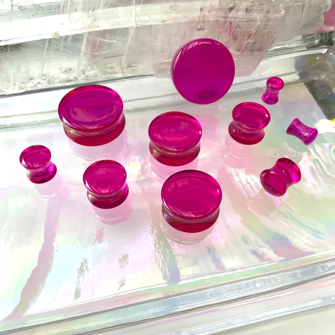 Up to 2" Pitaya Jello Pink Berry Transparent Acrylic Ear Plugs Gauges Extra Big Plugs 2g 0g 00g ...
