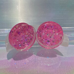 Up to 2" Cotton Candy Pink Pastel Glitter Extra Big Ear Plugs Gauges 2g ...