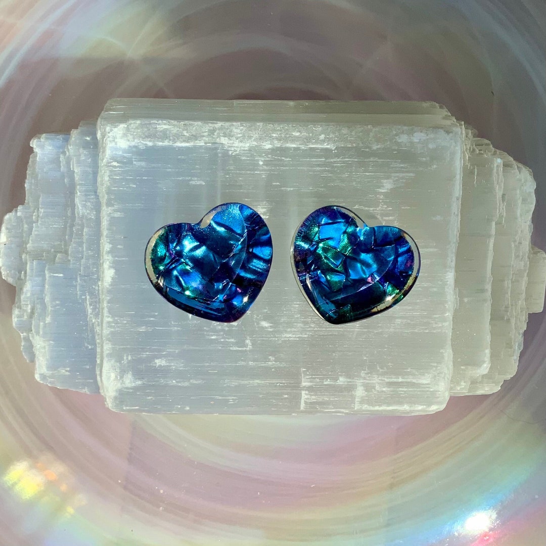 Hydra Love Heart Shaped Gauges Purple Blue Green Color Shift Ear Plugs ...