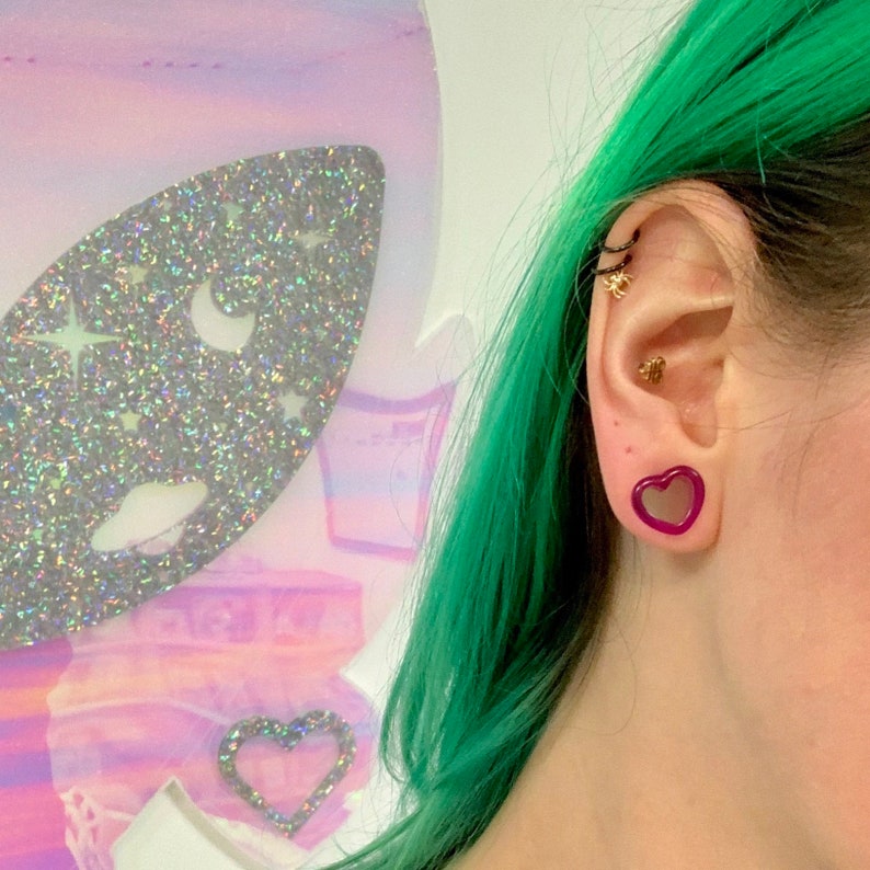 Self Love Pastel Purple Heart Shaped Ear Plugs Gauges Tunnels - Etsy