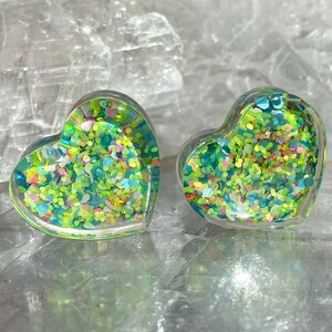 Cady Love Heart Blue Neon Green Pink Glitter Shaped Ear Plugs Gauges ...