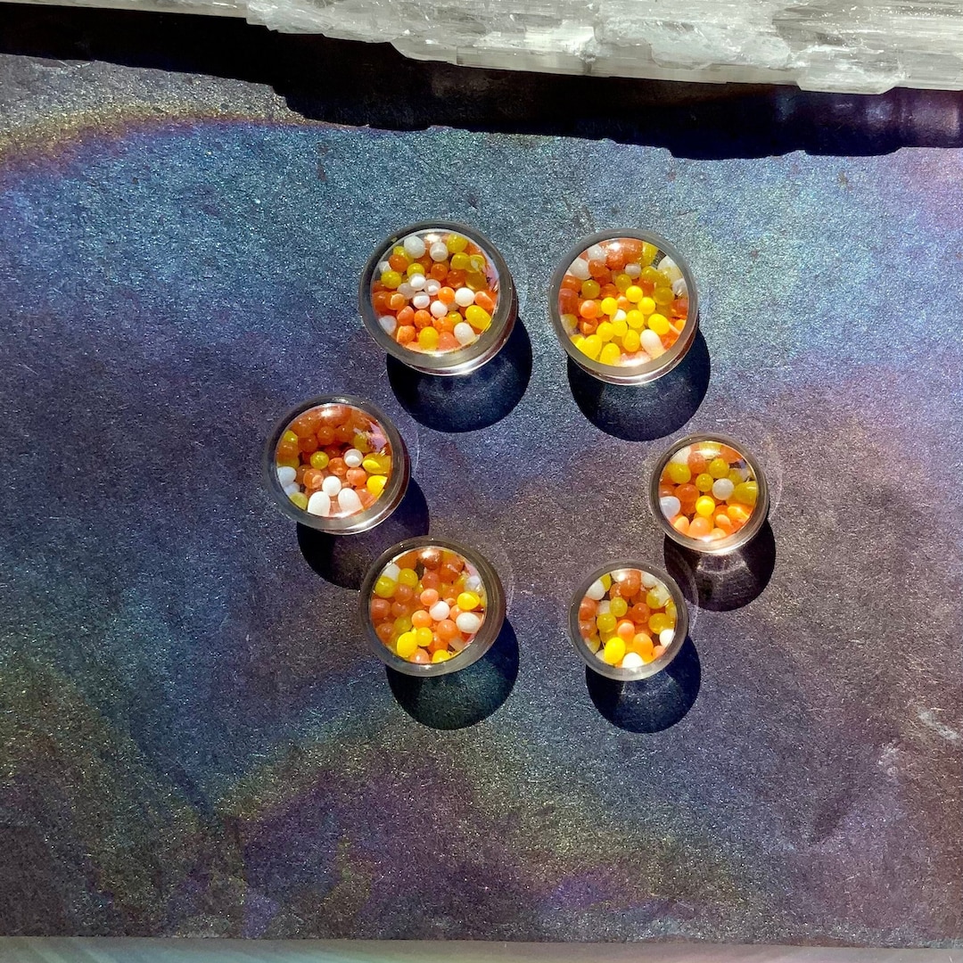 Candi Corn Pop Rox Moving Balls Ear Plugs Gauges Tunnels Orange Yellow ...