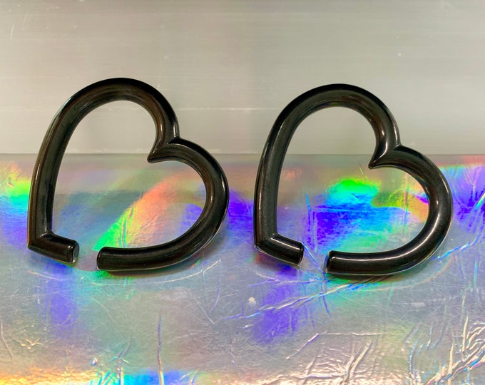 Hecate Hearts Black Steel Ear Weights Heart Hangers Pair Ear Plugs ...