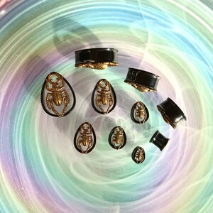 Stag Beetle Teardrop Ear Plugs Black Bronze Steel Halloween Gauges ...