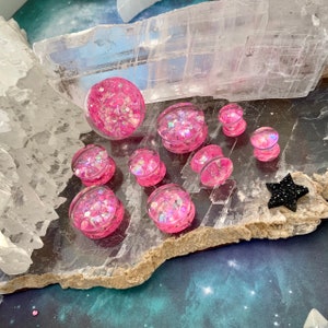 Up to 2" Cotton Candy Pink Pastel Glitter Extra Big Ear Plugs Gauges 2g ...