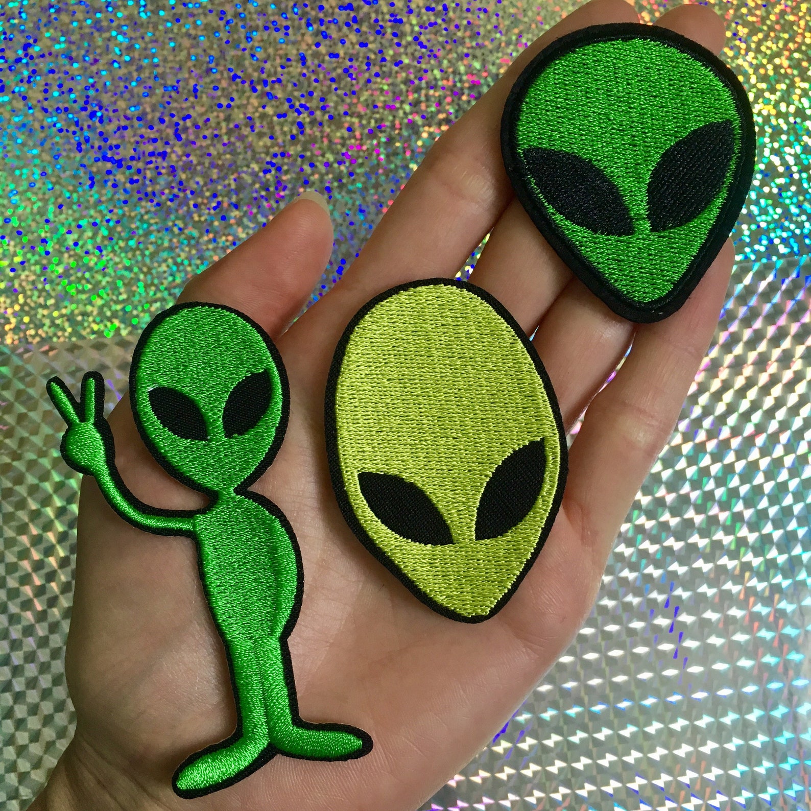Alien Patch Iron on Embroidered Patch Alien Head Cyberpunk | Etsy