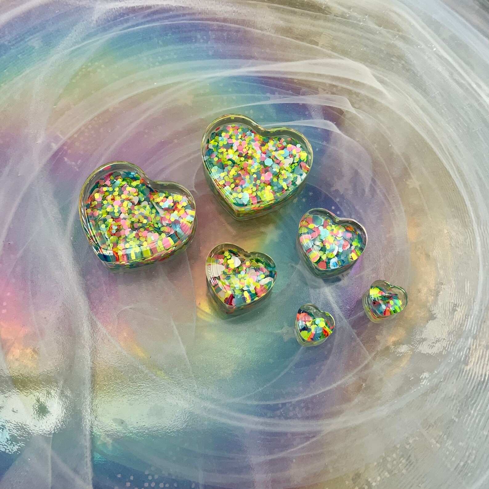 Cady Love Heart Blue Neon Green Pink Glitter Shaped Ear Plugs Gauges ...