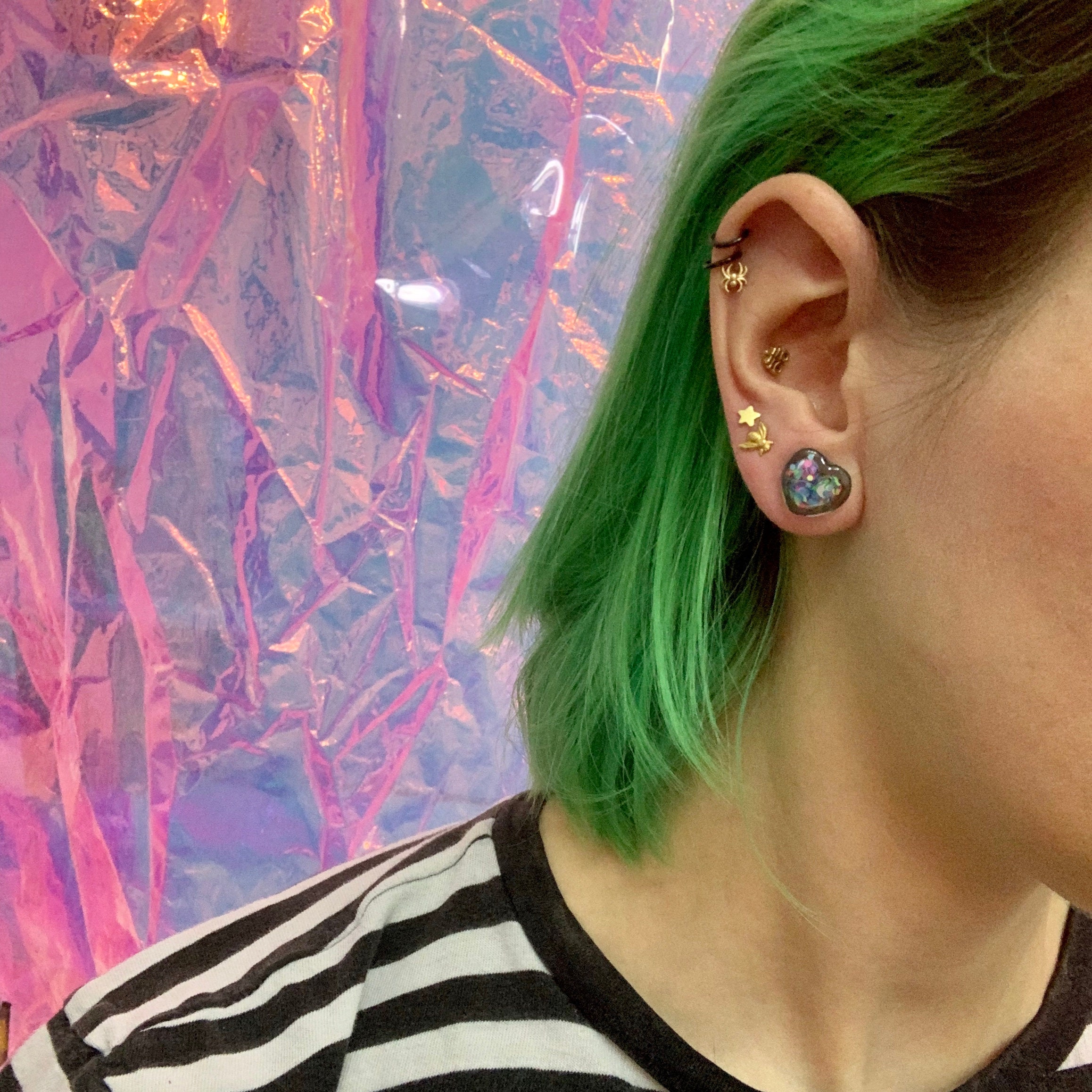 Cady Love Heart Blue Neon Green Pink Glitter Shaped Ear Plugs Gauges ...