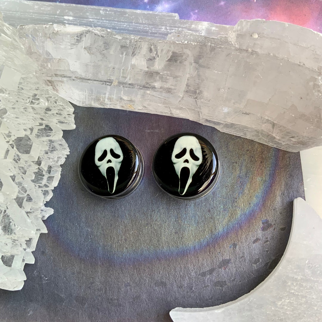 Scream Face Ghostface Glow in the Dark Ear Plugs Gauges Tunnels Horror ...