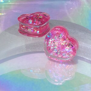 Up to 2" Beauty Love Heart Pastel Pink Glitter Ear Plugs Gauges Hearts ...