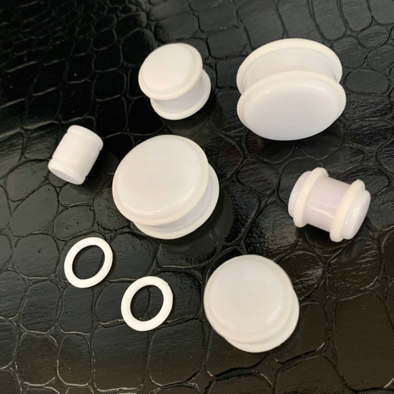 White Non-flare Acrylic Ear Plugs Stretchers Gauges Pair/kit | Etsy