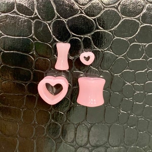 Up to 2" True Love Pastel Pink Heart Shaped Ear Plugs Gauges Tunnels ...