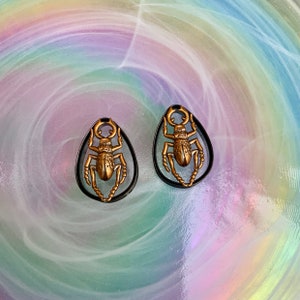 Stag Beetle Teardrop Ear Plugs Black Bronze Steel Halloween Gauges ...