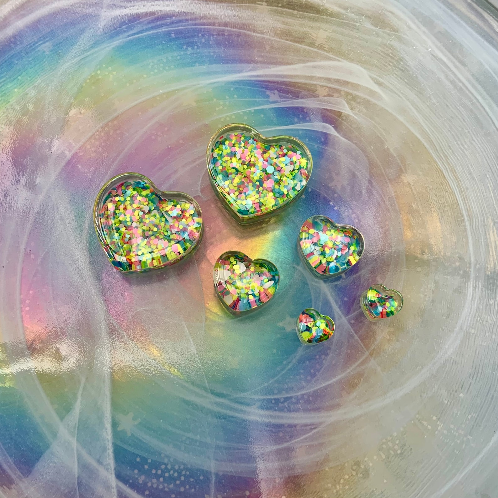 Cady Love Heart Blue Neon Green Pink Glitter Shaped Ear Plugs Gauges ...