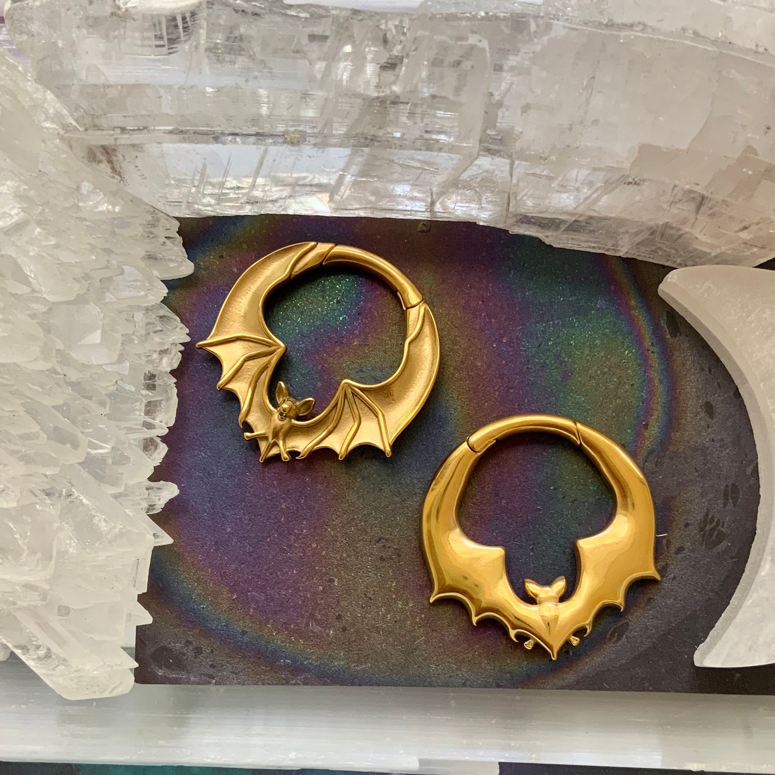 Ancient Vampire Gold Bat Ear Weights Bats Steel Hangers Pair - Etsy