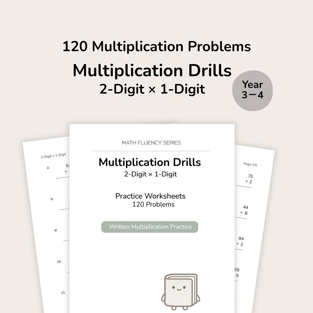 2 Digit by 1 Digit Multiplication Worksheets | 120 Problems | Printable ...